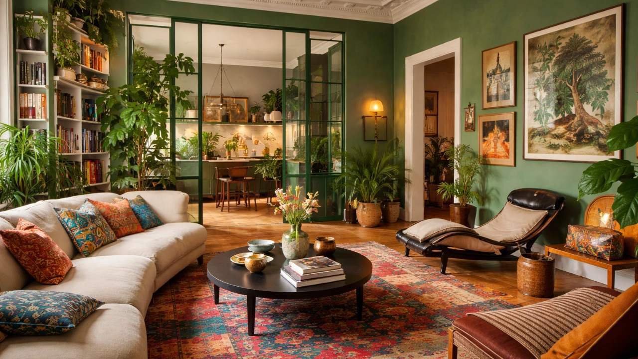 Diseño de Casa Verde Italiana que Combina Estilo Art Nouveau y Modernidad